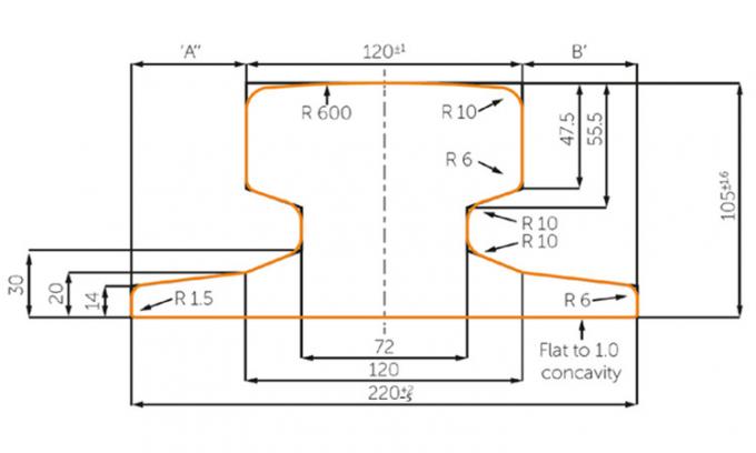 DIN536 900A A120 Steel Crane Rail Mass 100 Kg/M