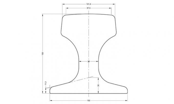 JIS Standard JIS CR100 Steel Track Rail 100 kg/m 20 kg/m