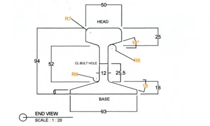 ASCE 50 Light Steel Track Rail 50 LB For Mine Rails
